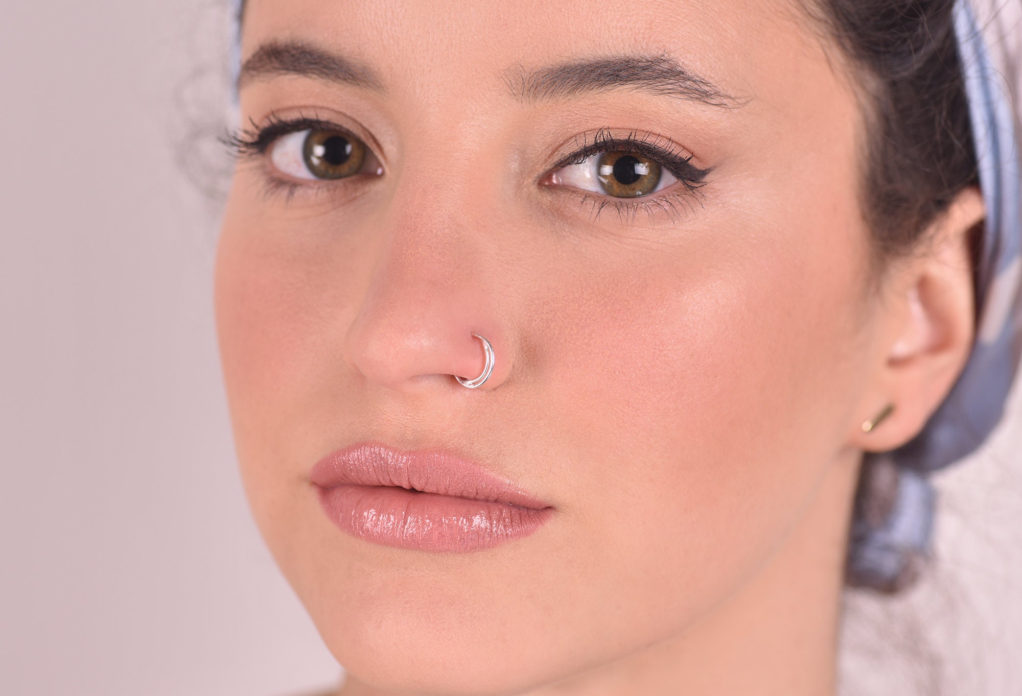 Crescent Moon Hoop Silver Septum Ring Moon Nose Ring Septum | Etsy