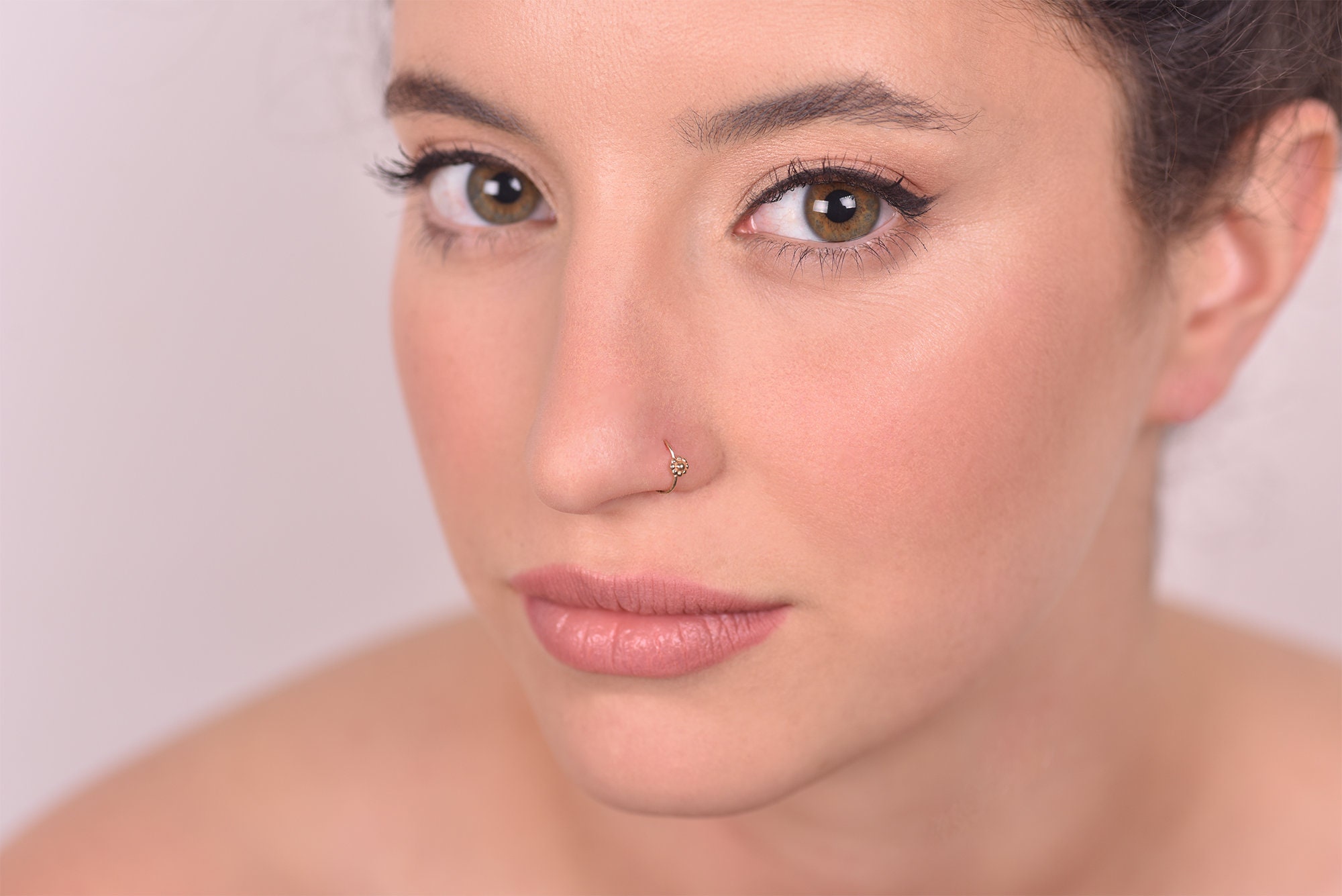 Snug Nose Ring Hoop Real 14k Yellow or Rose Gold Nose | Etsy