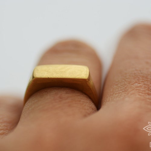 14k Solid Gold Rectangle Signet Ring Pinkie Ring Ring Signet - Etsy