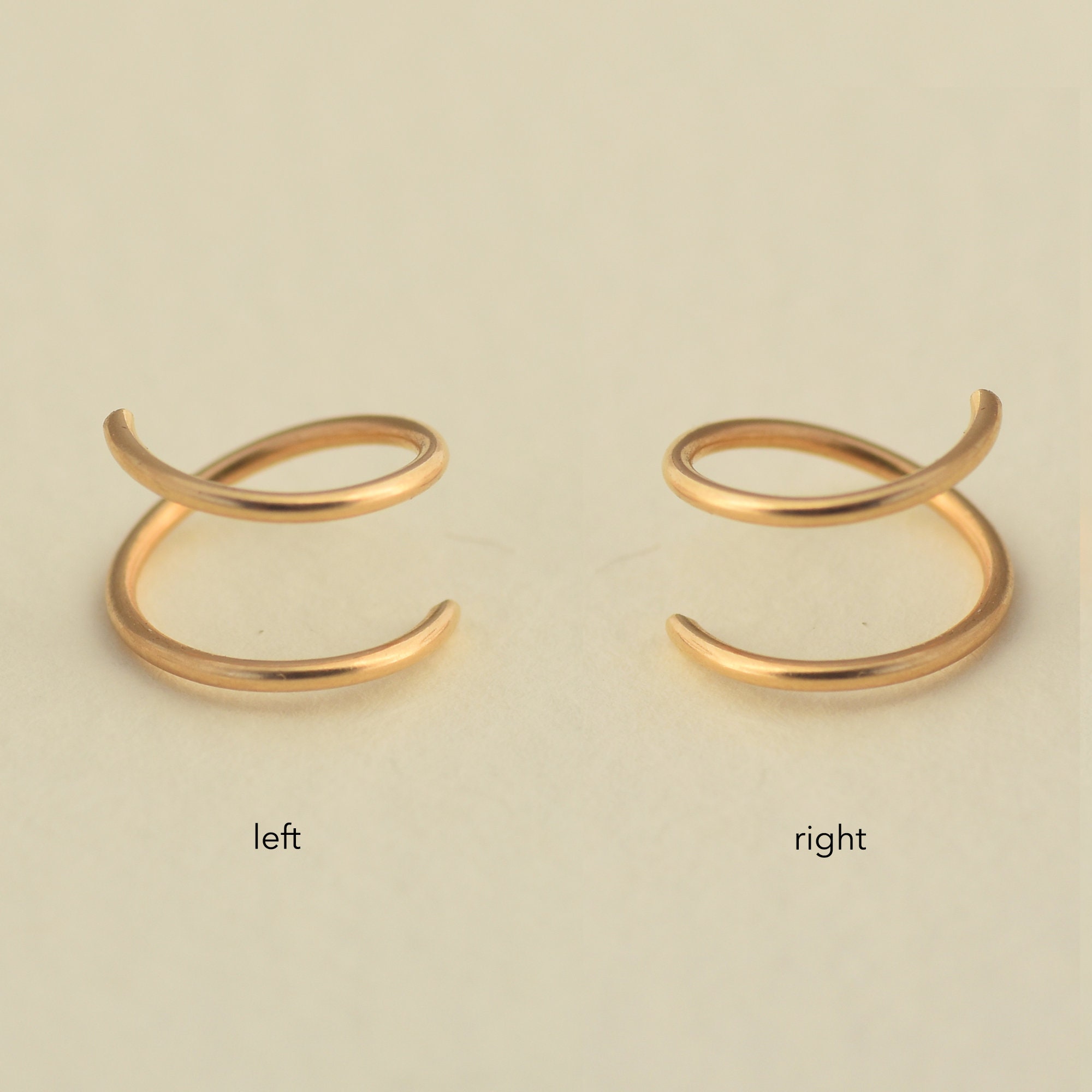 Double Helix Hoop, 14k Gold Helix Piercing, Conch Hoop, Tiny Cartilage ...