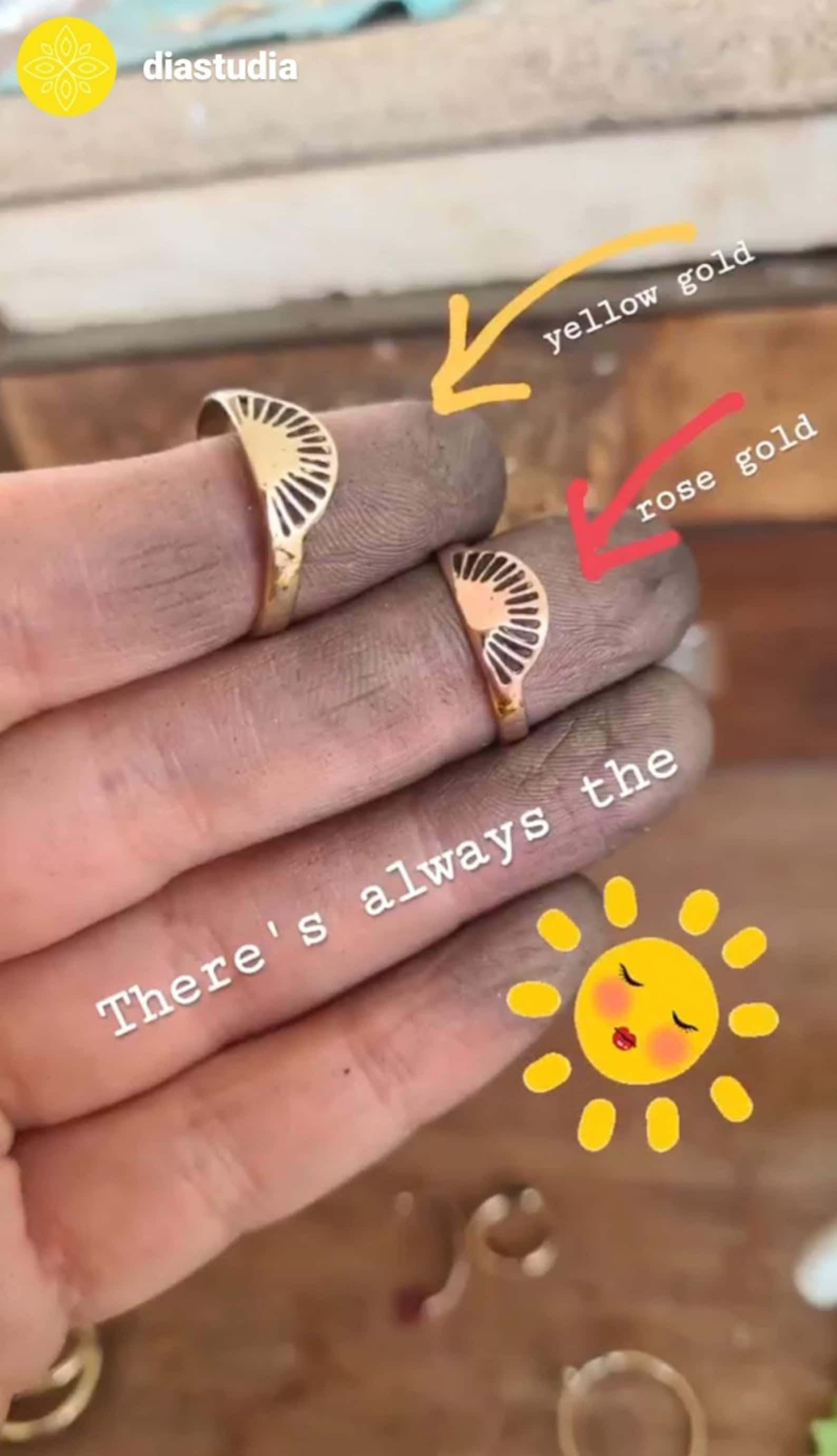 Solid Gold Ring 14k Gold Ring Gold Sun Ring Sunset Ring Sunset Ring ...