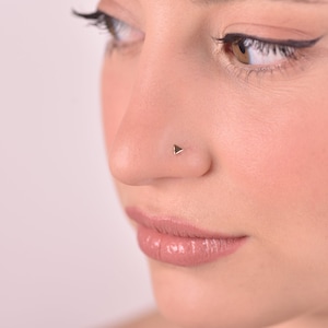 Triangle Nose Stud, Solid 14k Gold Tiny Nose Stud, Small Nose Stud ...