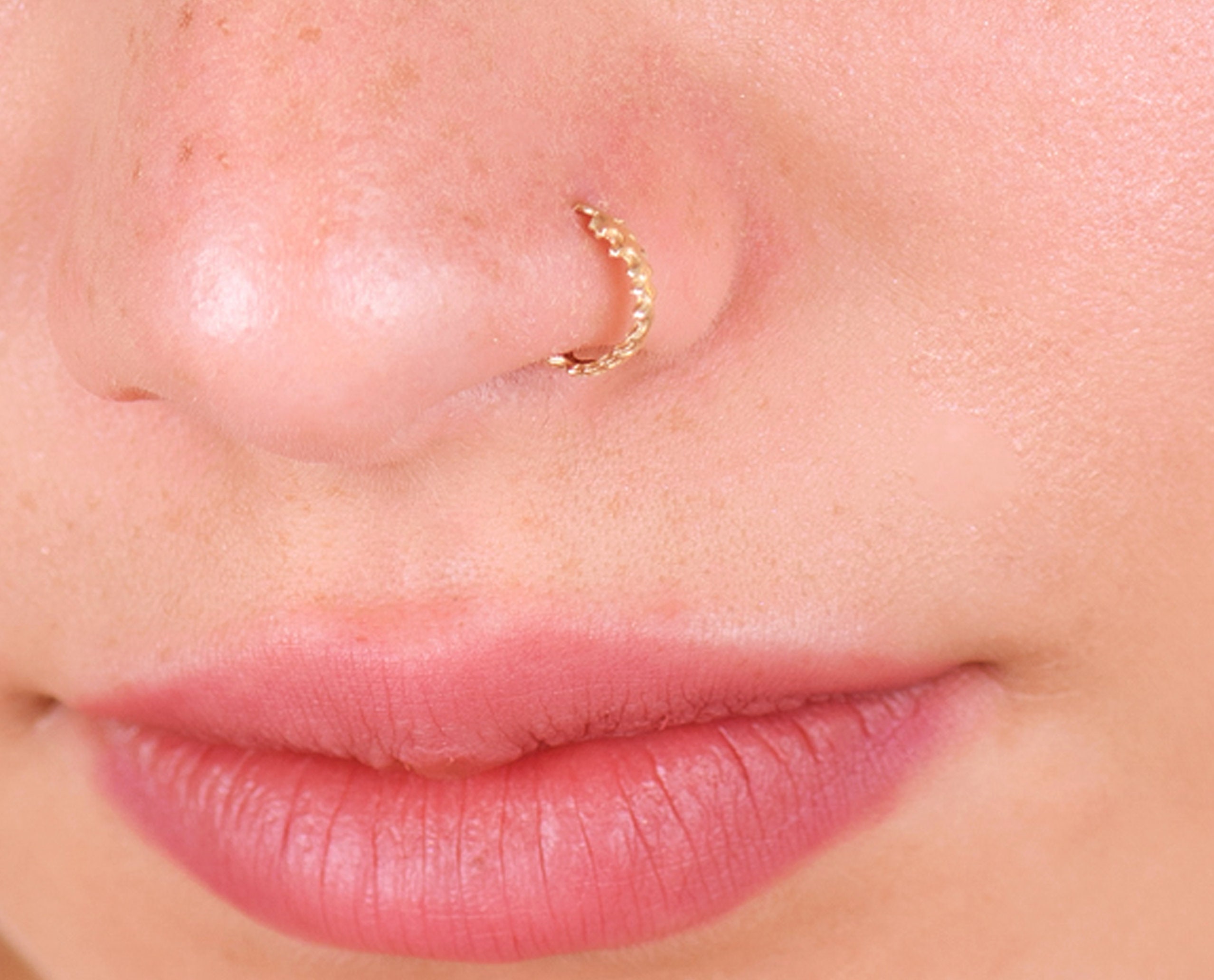 Gold Nose Ring Hoop, 14k Gold Nose Piercing, Cartilage Tragus Piercing ...