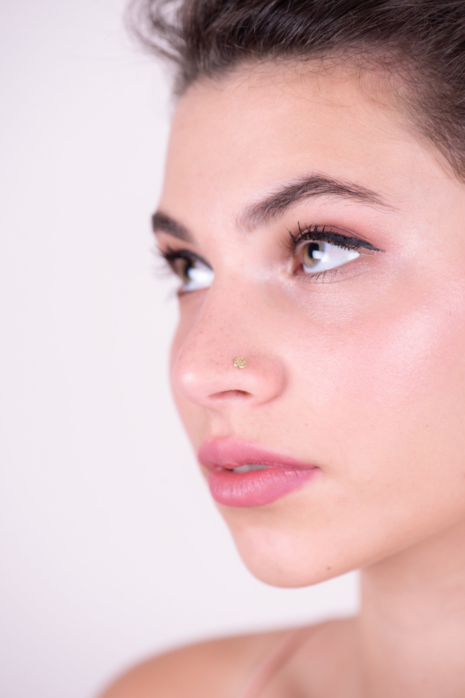 Nose Stud 14k Solid Gold Nose Pin Gold Disc Nose Stud Boho - Etsy