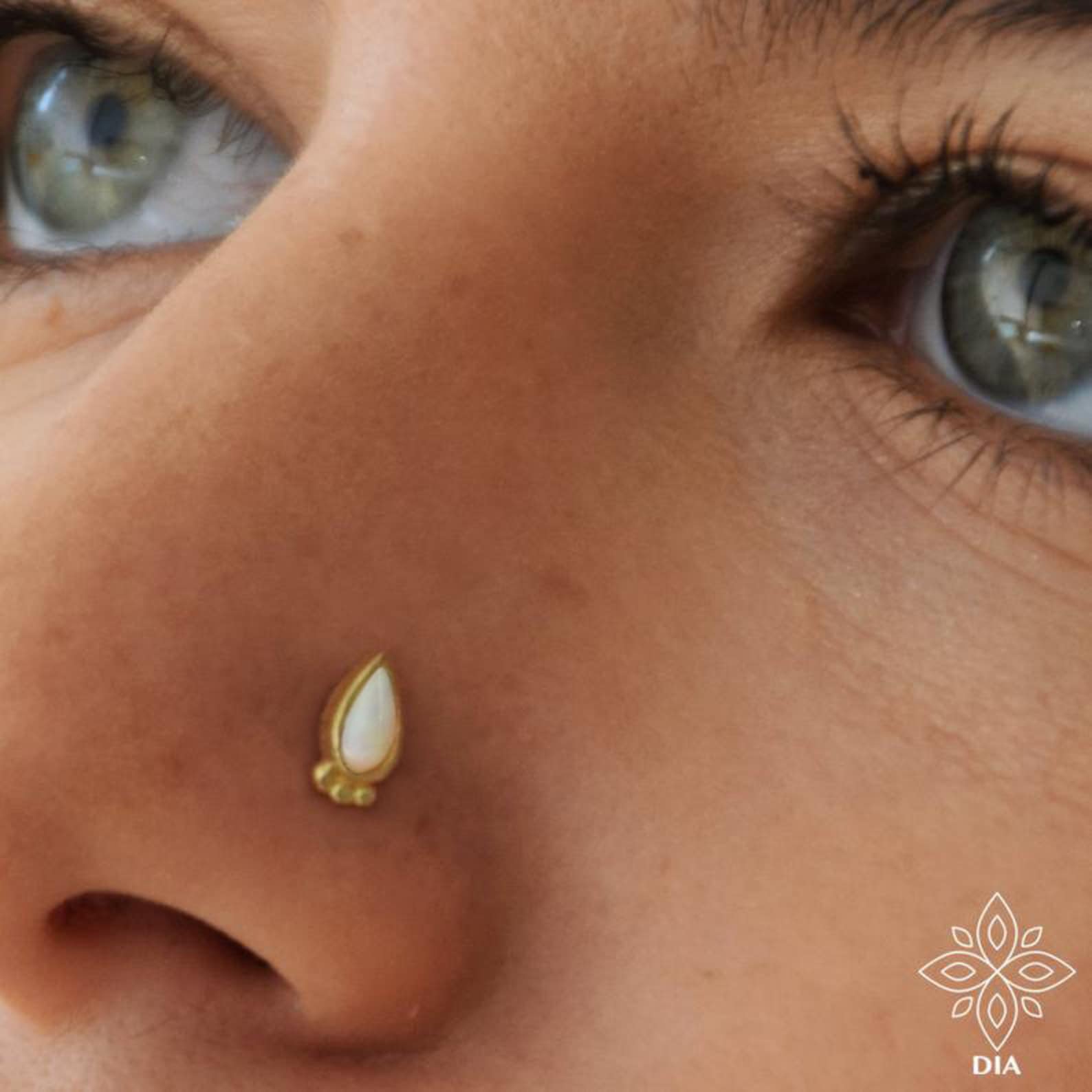 Pearl Nose Stud 14k GOLD Nose Screw Earring Bone Boho Drop - Etsy