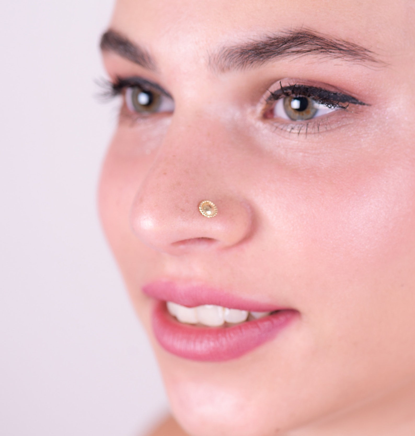 Indian Nose Stud, Gold Nose Stud, Sun Flower Nose Stud, Solid Gold Nose ...