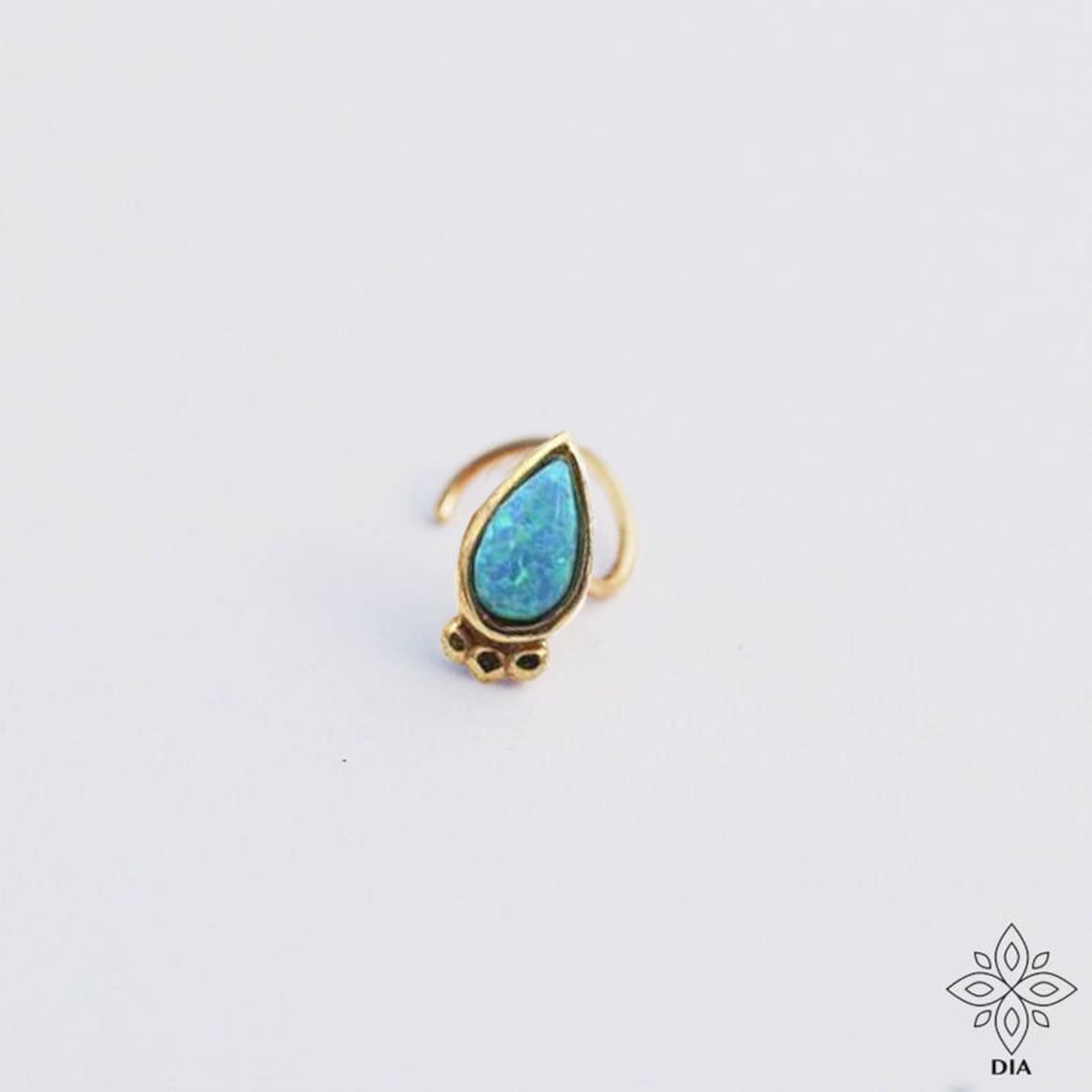 Blue Opal Nose Stud 14k GOLD Tiny Gold Drop Nose Ring Jewelry - Etsy