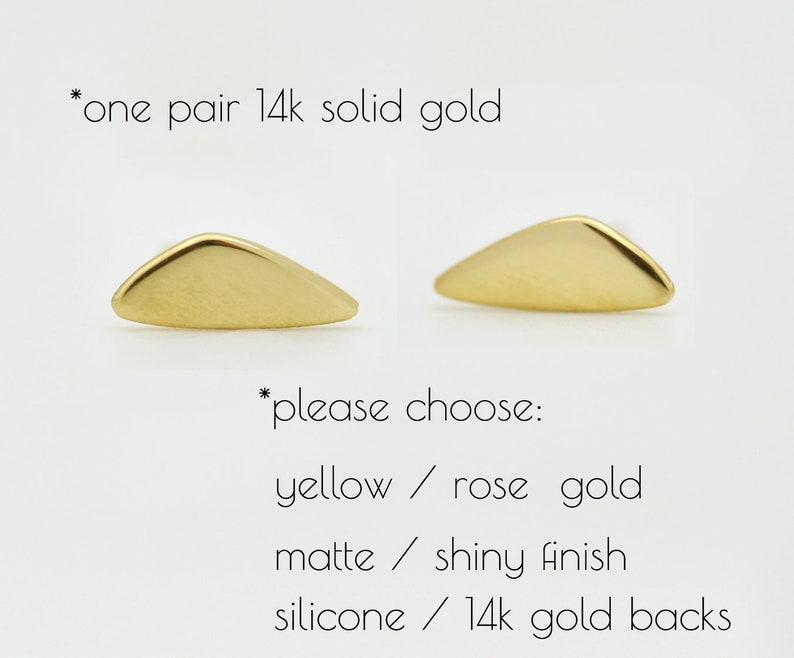 14K Gold Studs | 1 Pair of Gold Studs | Gold Geometric Studs | Small ...