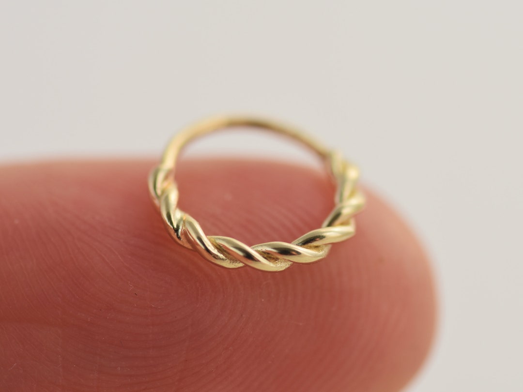 Snug Nose Ring, Real 14k Solid Gold Nose Hoop, Handmade Nose Piercieng ...