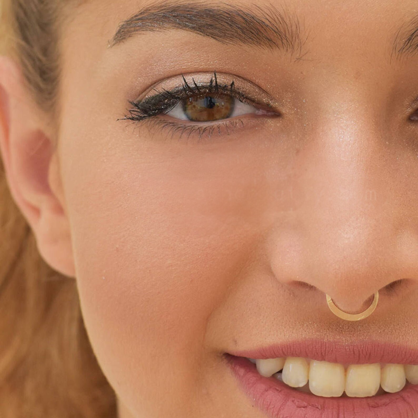 Hammered Septum Hoop 14k Gold Septum Ring Rock Hoop Gold | Etsy