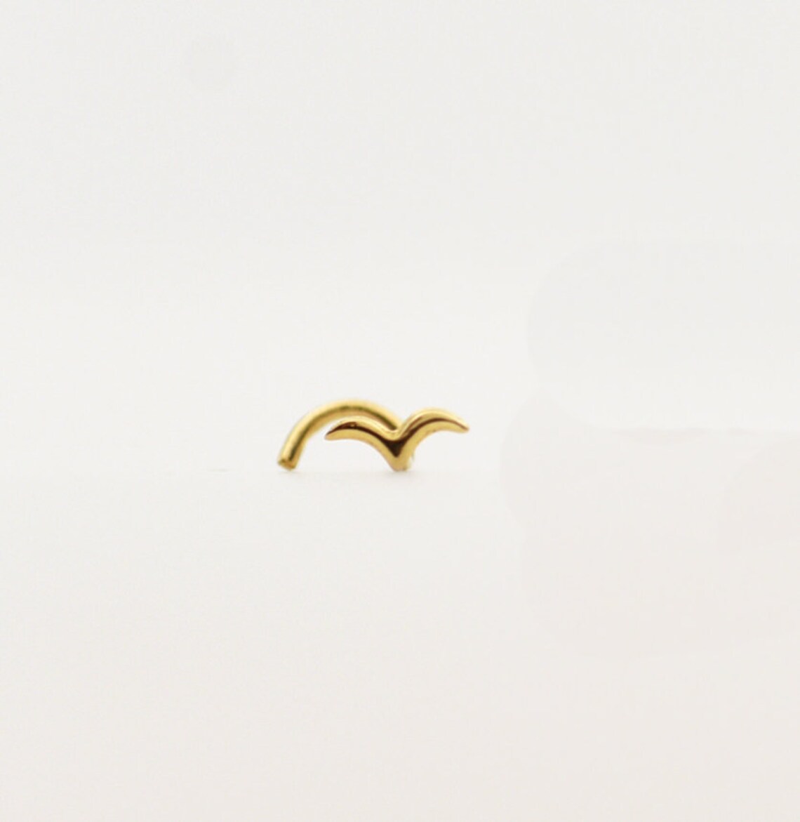 Bird Gold Nose Ring Gold Nose Stud Sparrow 14k Solid Gold Rose or ...