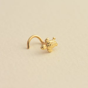 Tiny Sea Turtle Nose Stud, 14k Gold Nose Screw, Nose Jewelry, Small ...