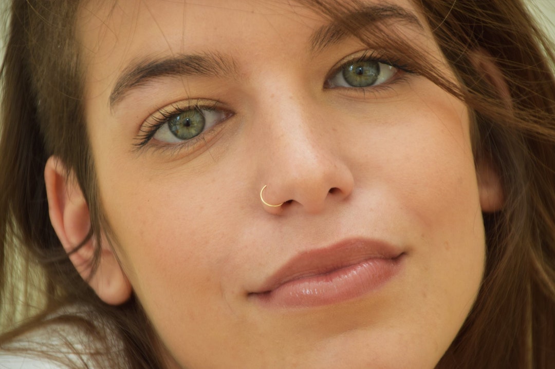 Snug Gold 14K Nose & Cartilage Ring, Dainty Tiny Endless Hoop,rose ...