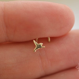 Gold Nose Screw Small Nose Stud, 14k Solid Gold Bird Nose Stud, Small ...