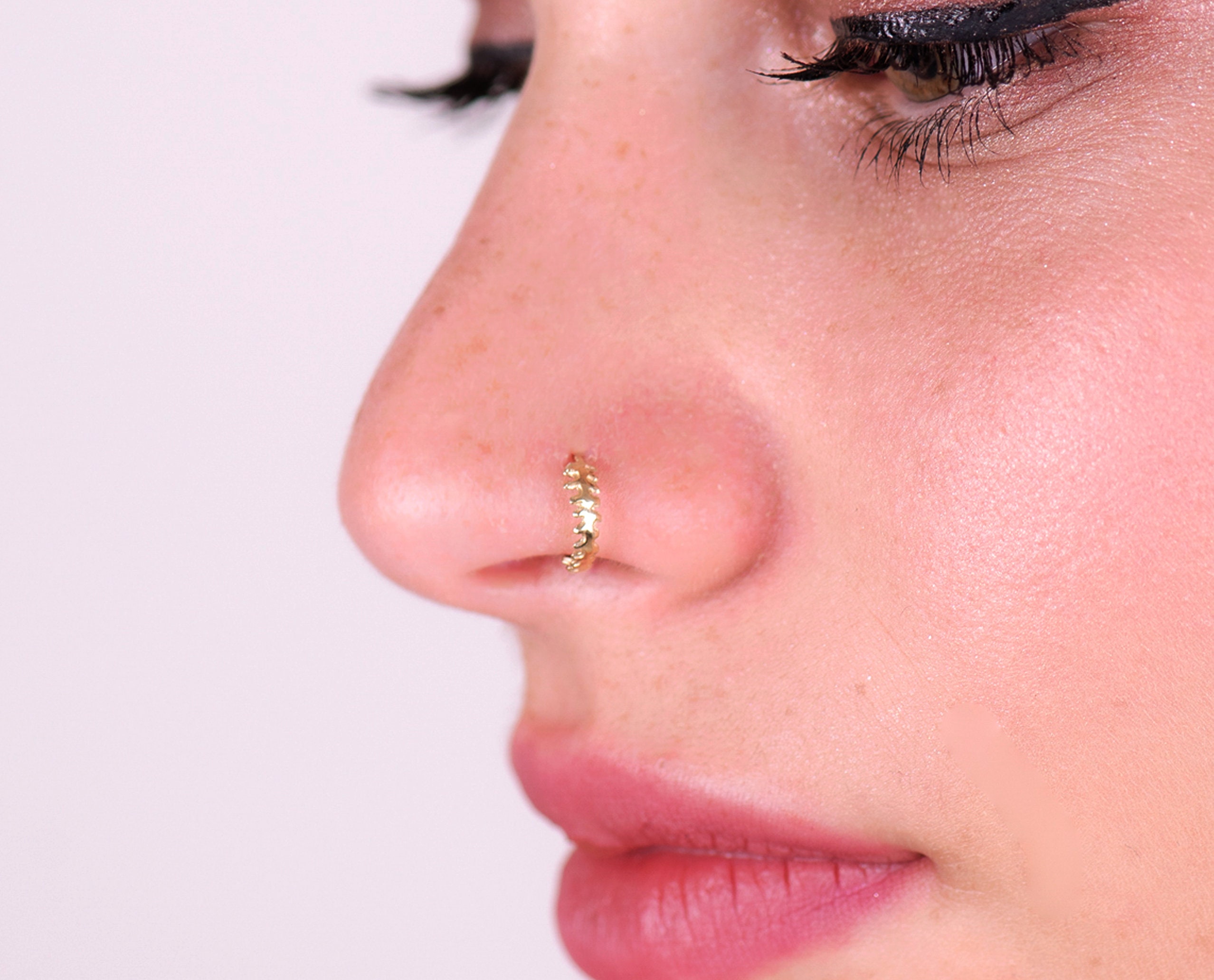 Floral Nose Hoop Earring 14k Gold Nose Ring Cartilage Hoop | Etsy