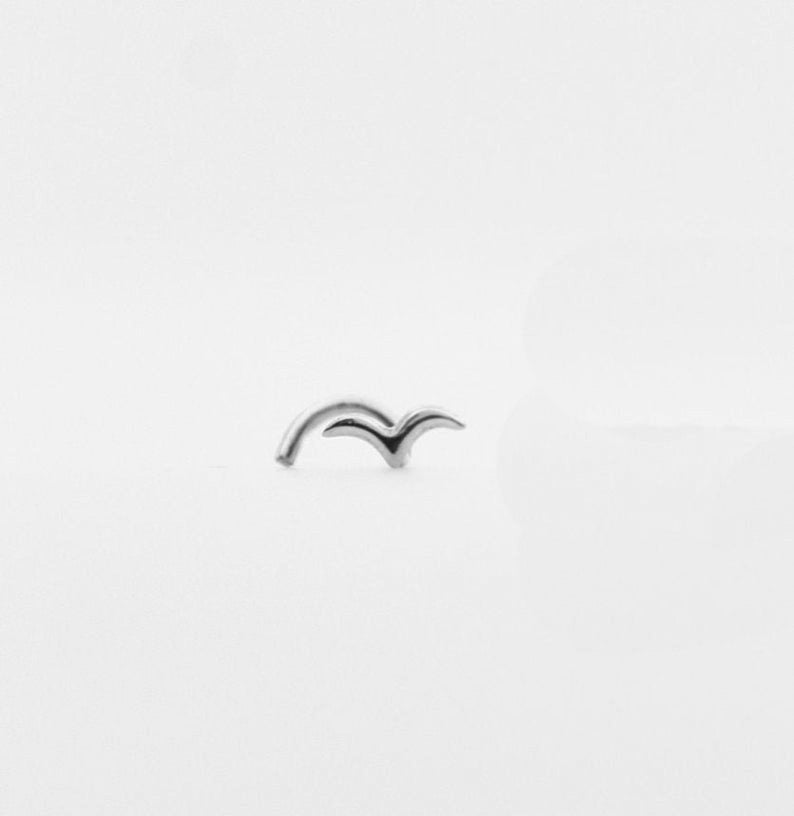 Tiny Nose Stud, Silver Sterling Nose Stud, Bird Tiny Nose Stud Piercing ...
