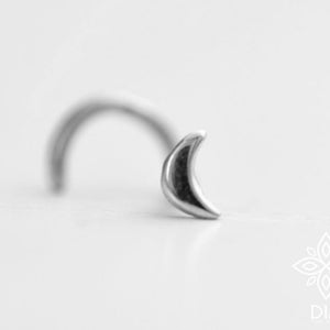 Tiny Nose Stud, Moon Nose Stud, Tragus Studs, Nose Rings Jewelry, Tribal Nose Stud, Silver Nose ...