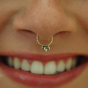 Septum, 14k Solid Gold Septum, Dainty Septum, Gold Crown Septum ...