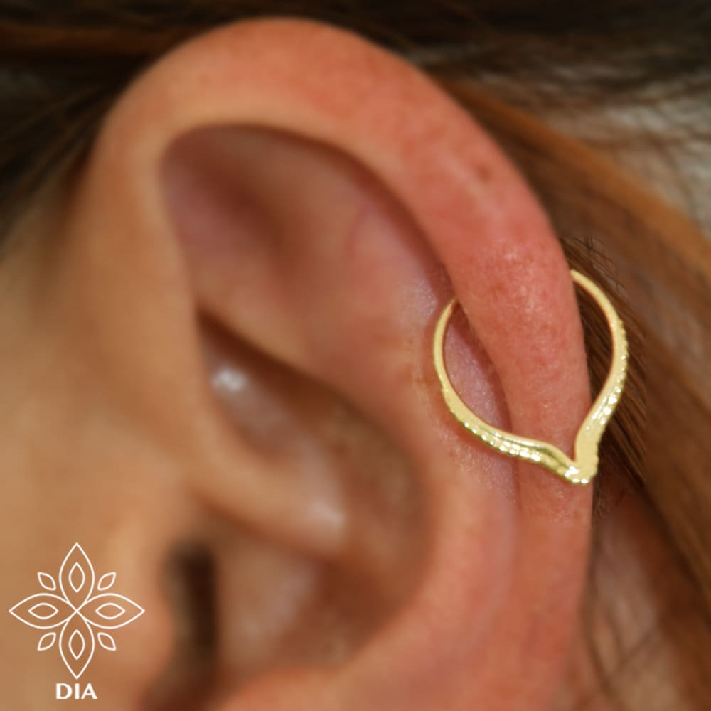 Triangle Septum Nose Ring 14k SOLID GOLD Chevron Septum Ring - Etsy Israel