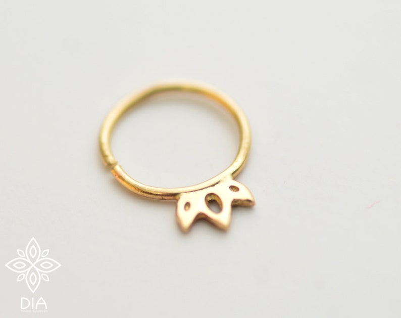 Septum, 14k Solid Gold Septum, Dainty Septum, Gold Crown Septum ...