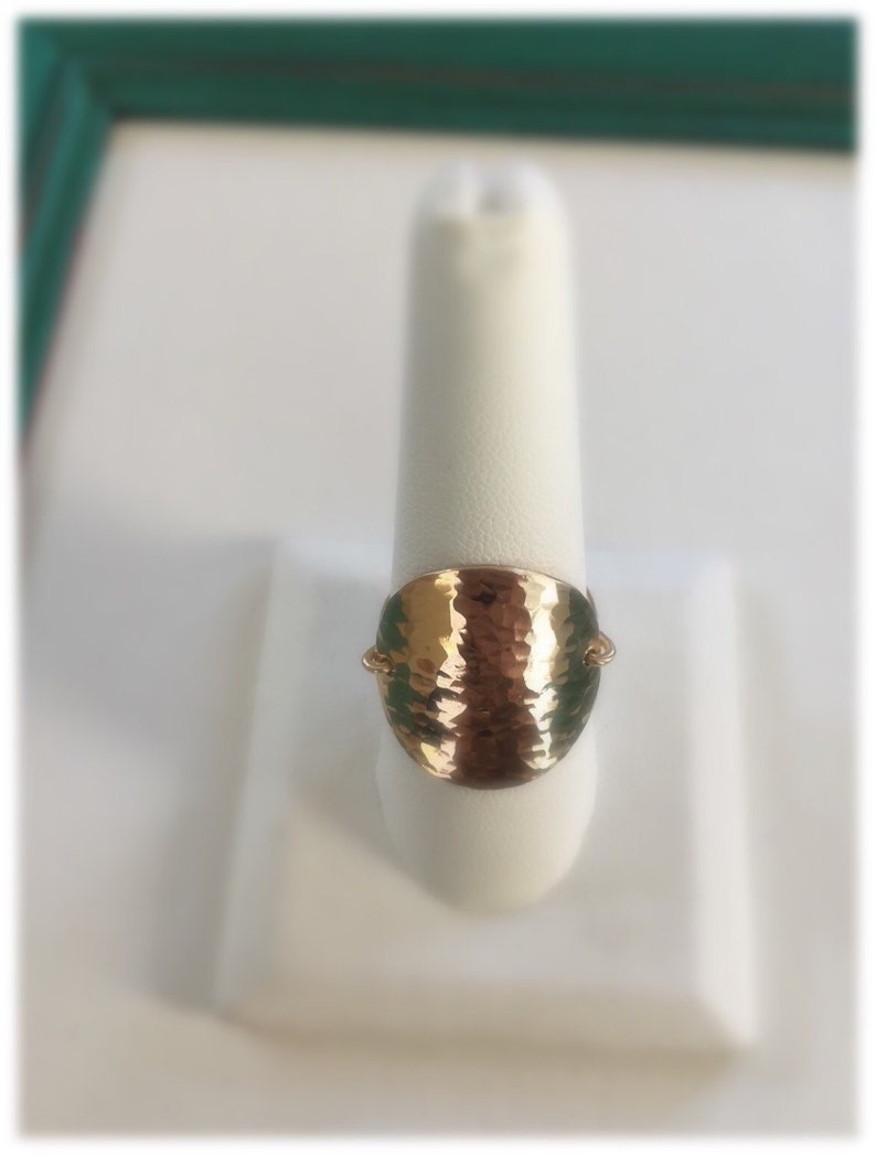 Gold Hammered Ring Large Gold Disc Circle Ring | Etsy