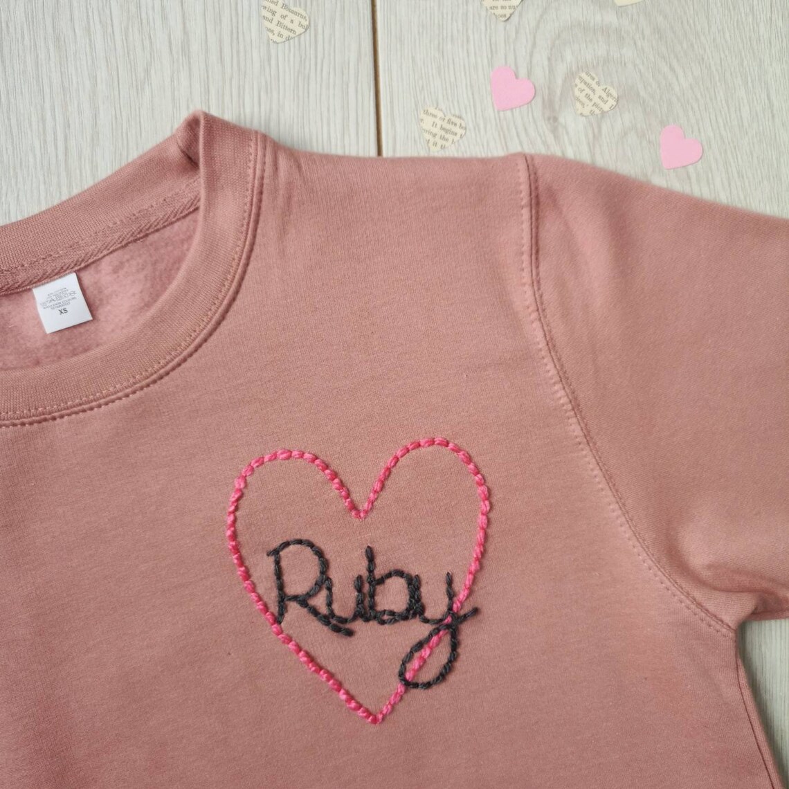 Love Heart Personalised Pink Sweater - Etsy