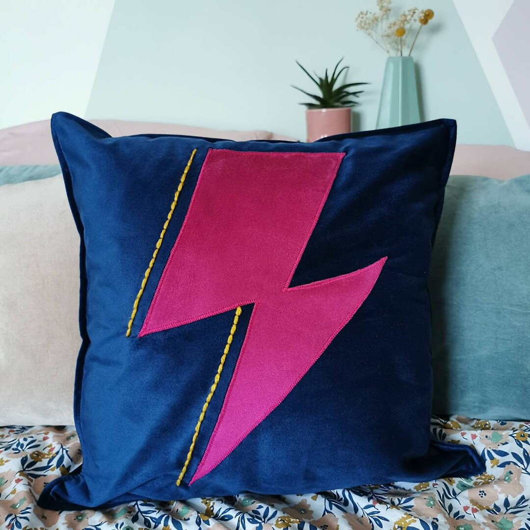 Lightning Bolt Velvet Cushion - Etsy