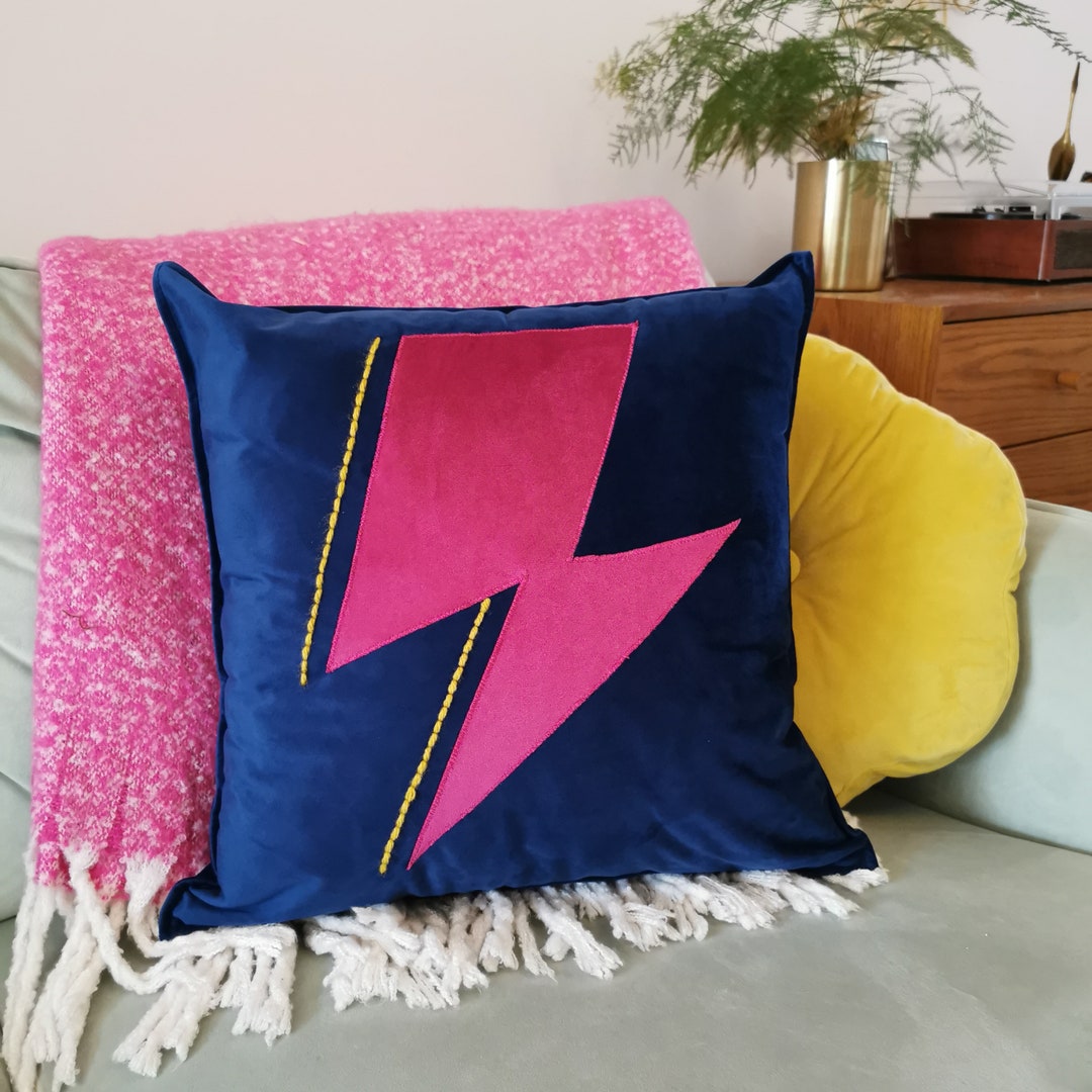 Lightning Bolt Velvet Cushion - Etsy