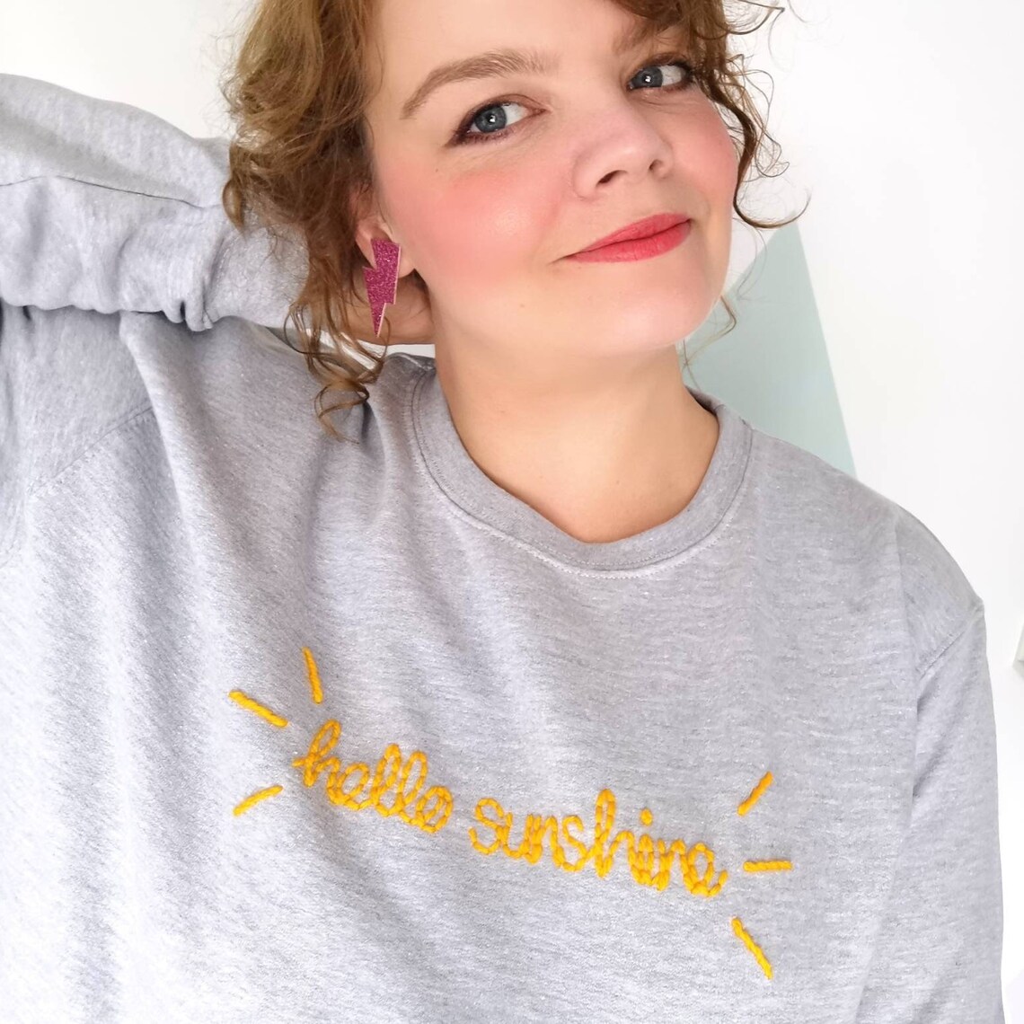 Hello Sunshine Embroidered Sweatshirt, Slogan Jumper - Etsy