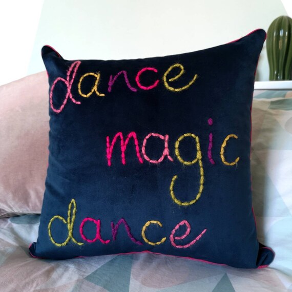 Dance Magic Dance Embroidered Velvet Cushion | Etsy