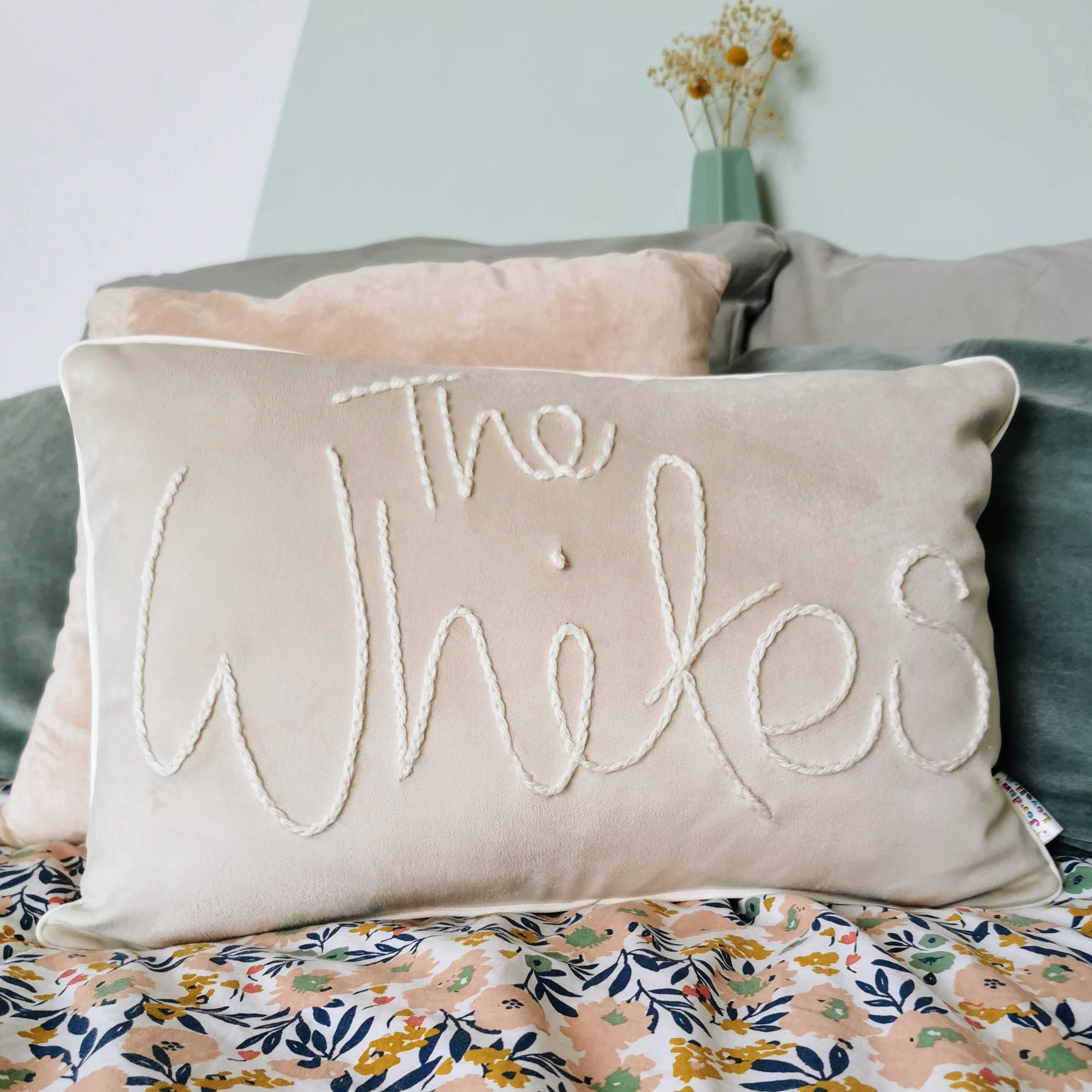 Personalised Wedding Couple Embroidered Velvet Cushion - Etsy UK