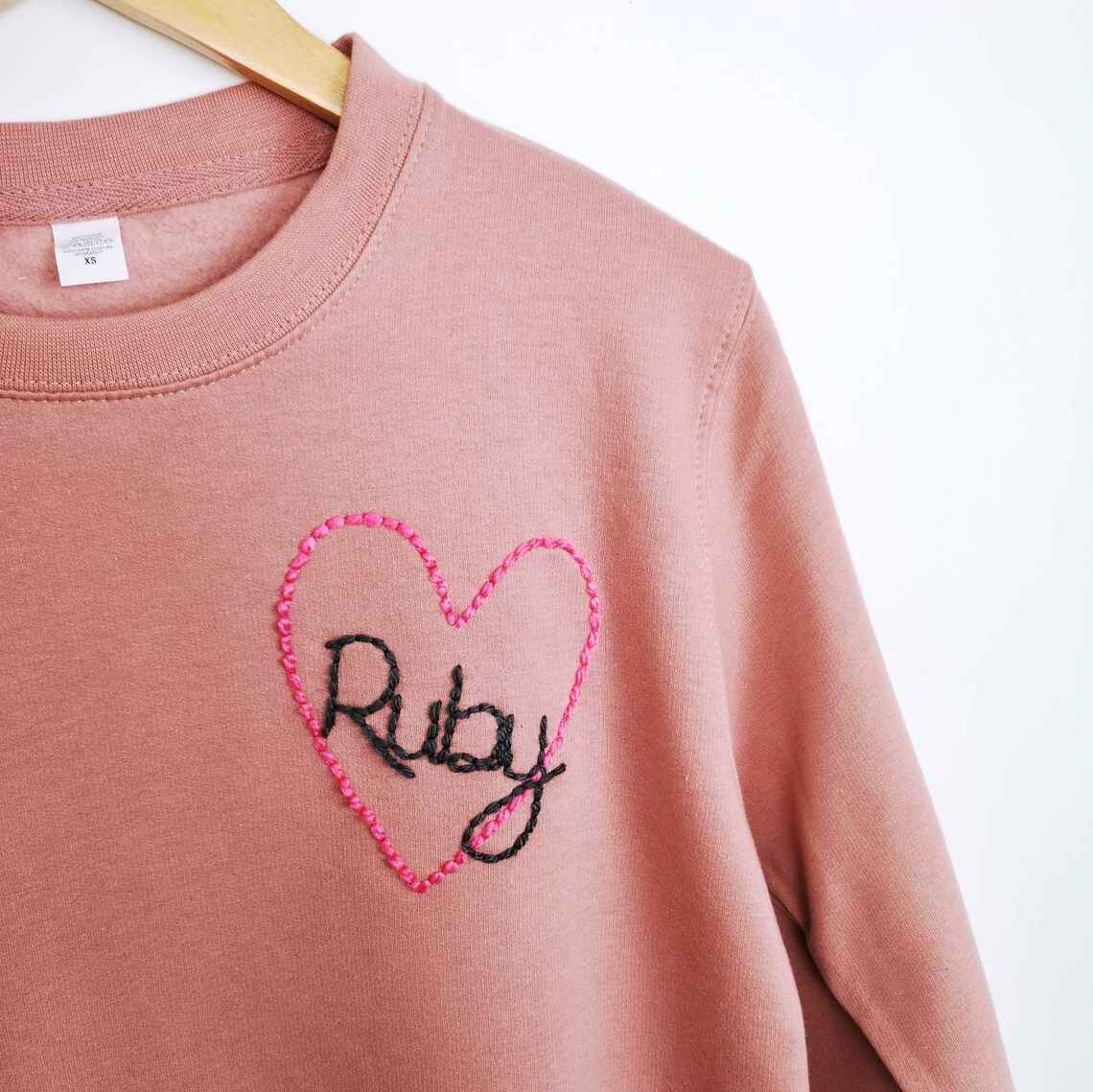 Love Heart Personalised Pink Sweater - Etsy