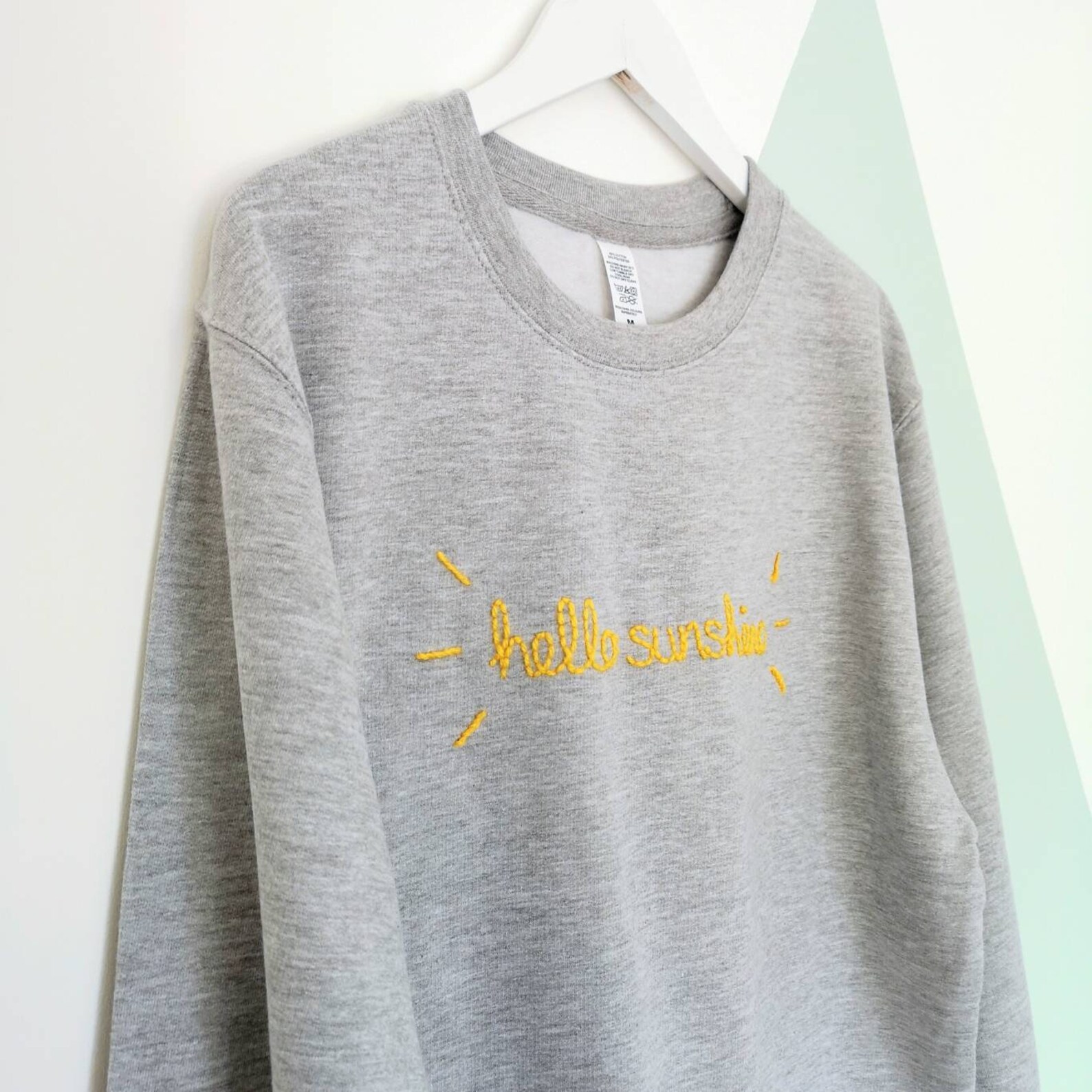 Hello Sunshine Embroidered Sweatshirt, Slogan Jumper - Etsy