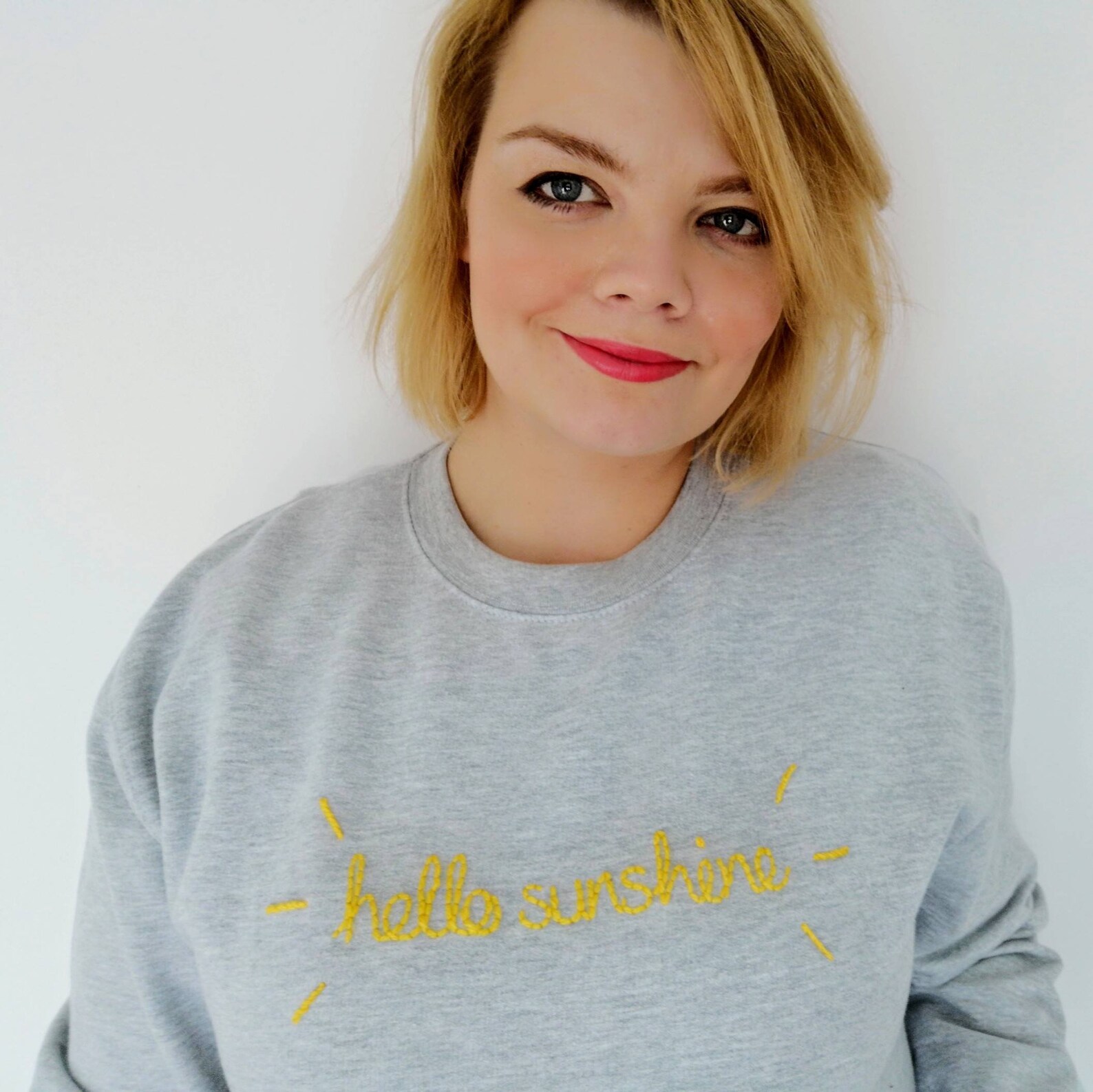 Hello Sunshine Embroidered Sweatshirt, Slogan Jumper - Etsy