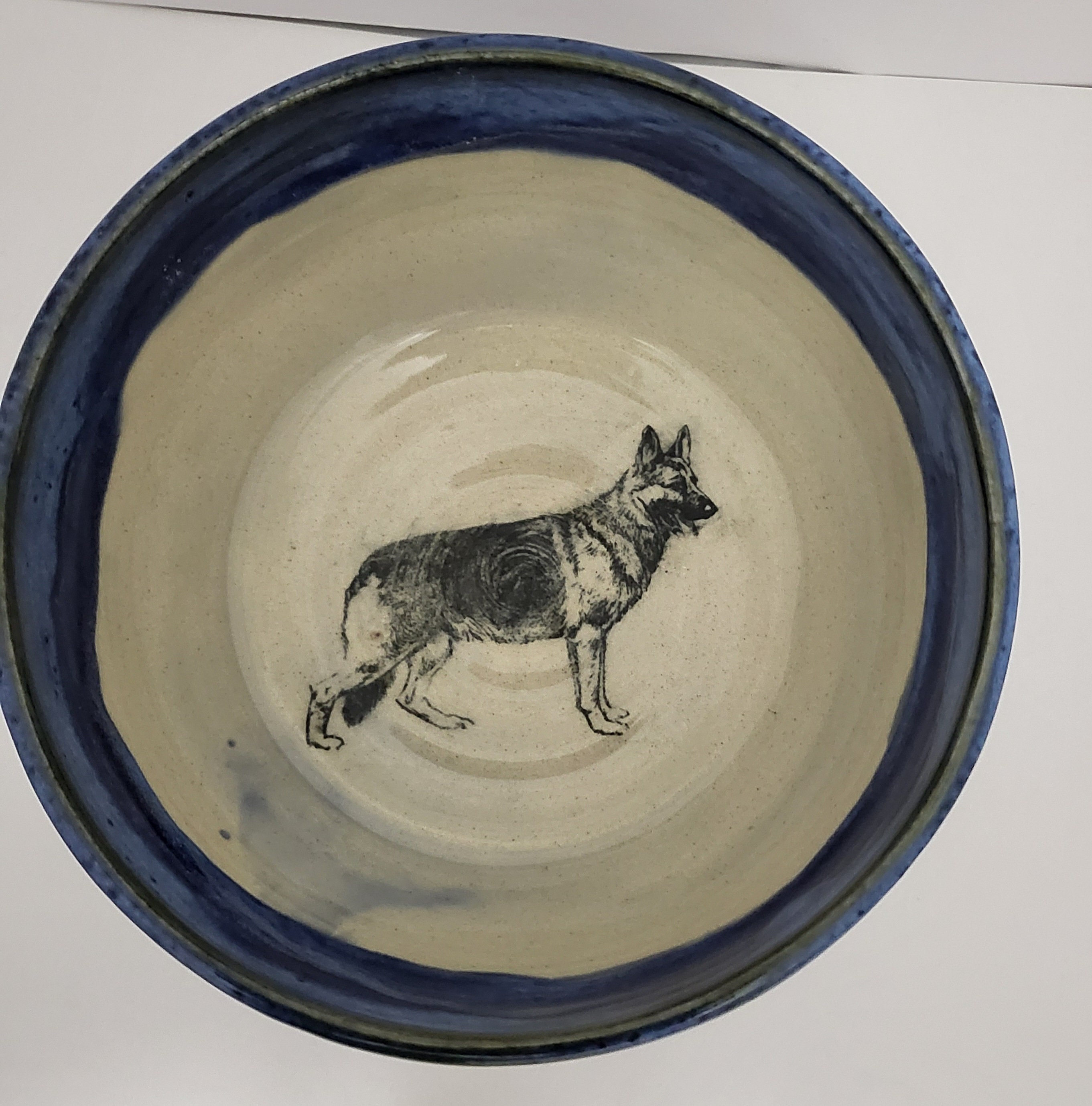 German Shepherd Blue Ceramic Dog Bowl - Etsy