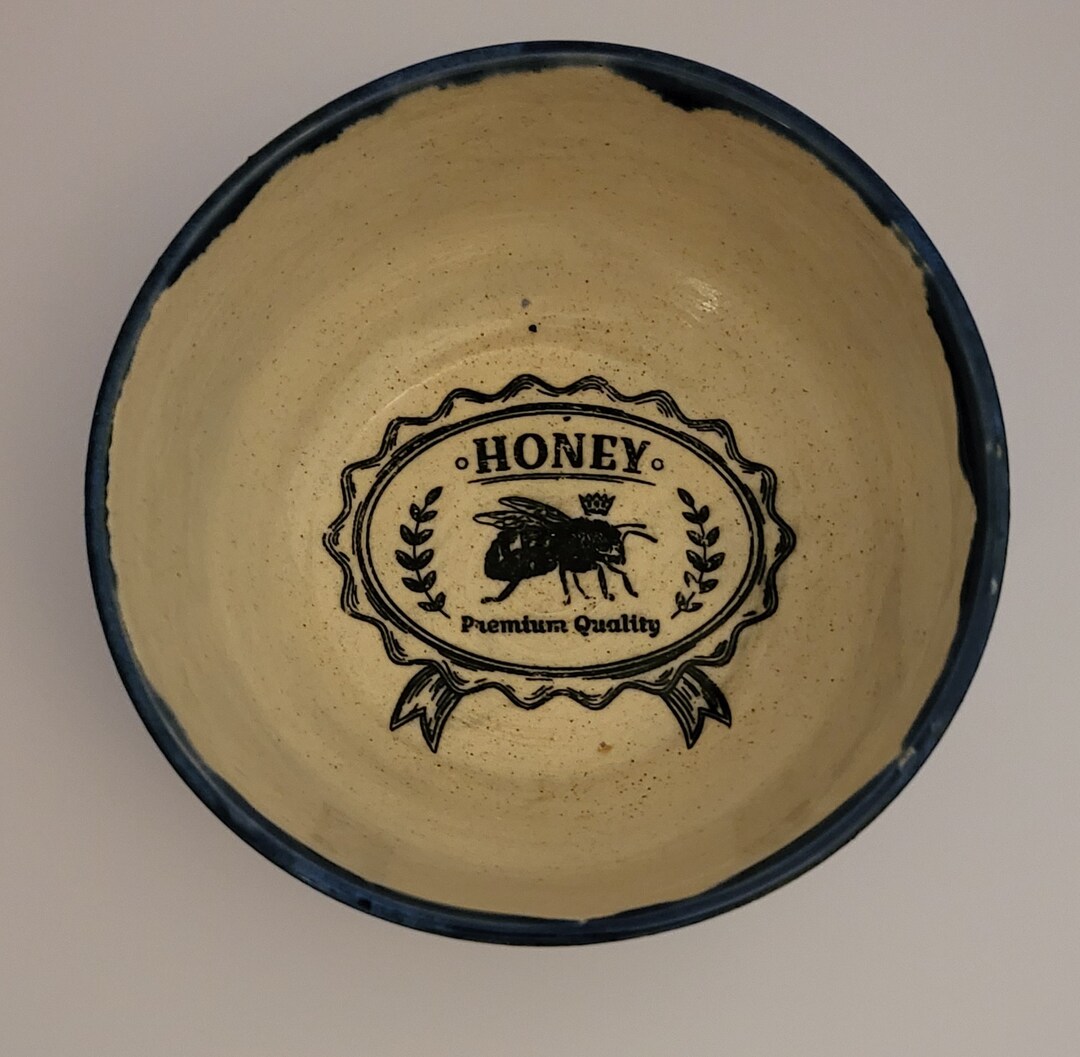 Honey Bee Bowl Handmade Ceramics Blue Glze - Etsy