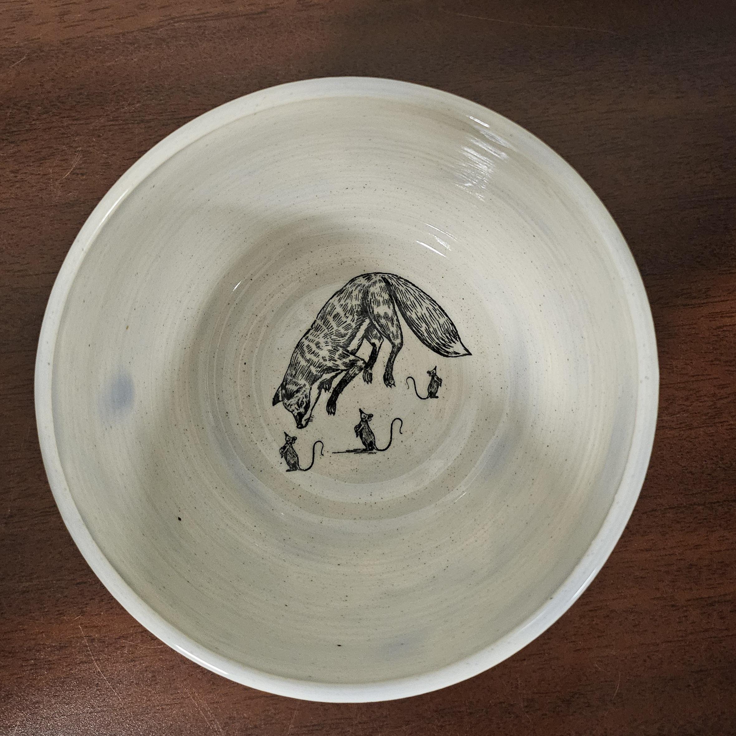 Fox and Mice Ceramic Bowl Handmade - Etsy