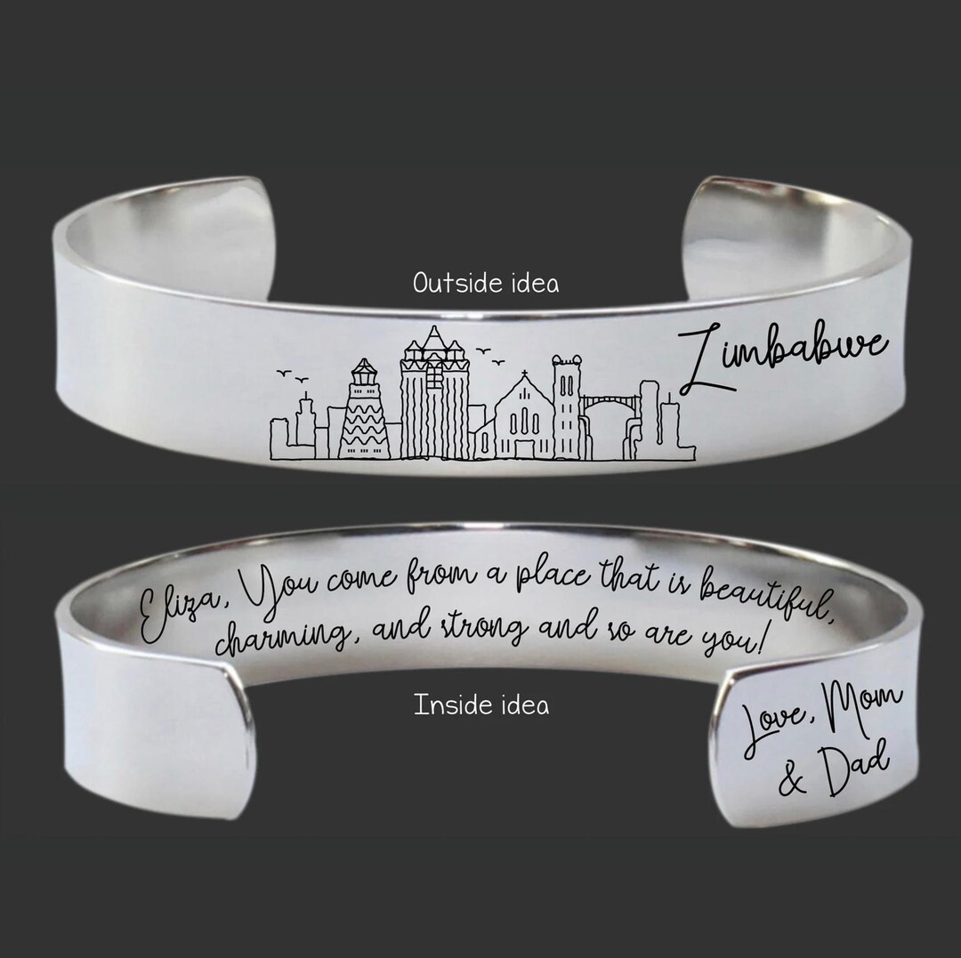 Zimbabwe Skyline Bracelet | Girls Trip Gift | Exchange Student Gift ...