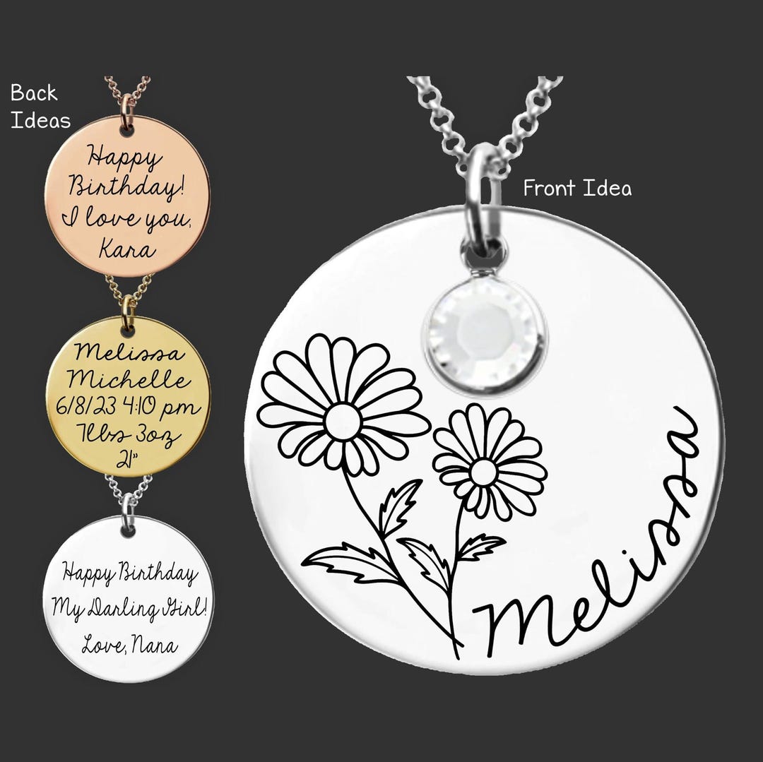 April Birth Flower Necklace | Daisy Birth Flower Necklace | April ...