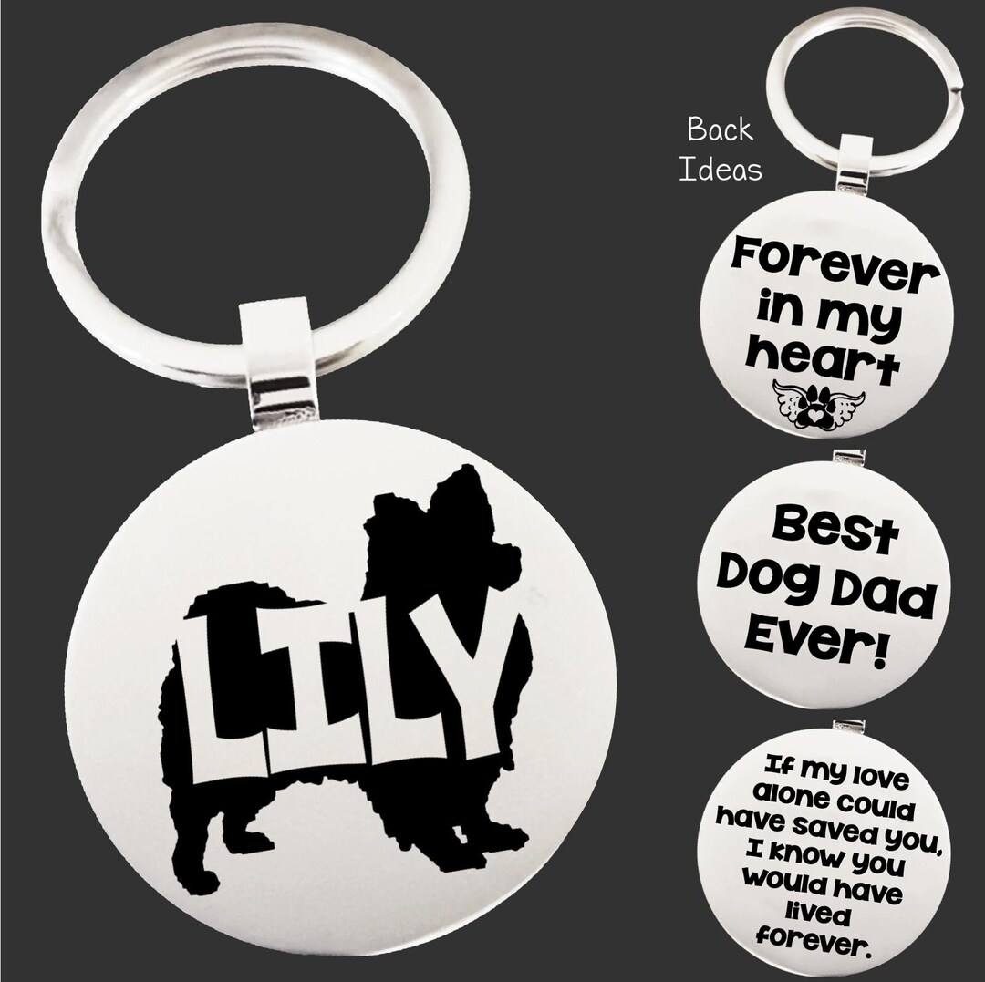 Papillon Keychain | Dog Lover Gift for Man | Dog Dad Birthday | Dog Dad ...