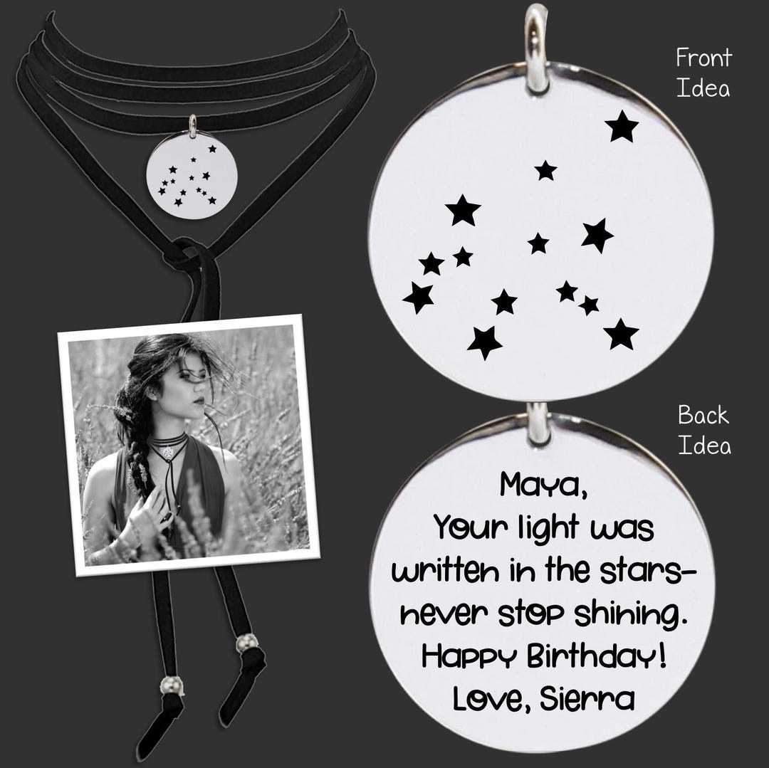 Zodiac Constellation Leather Choker Necklace | Zodiac Gifts | Gift for ...