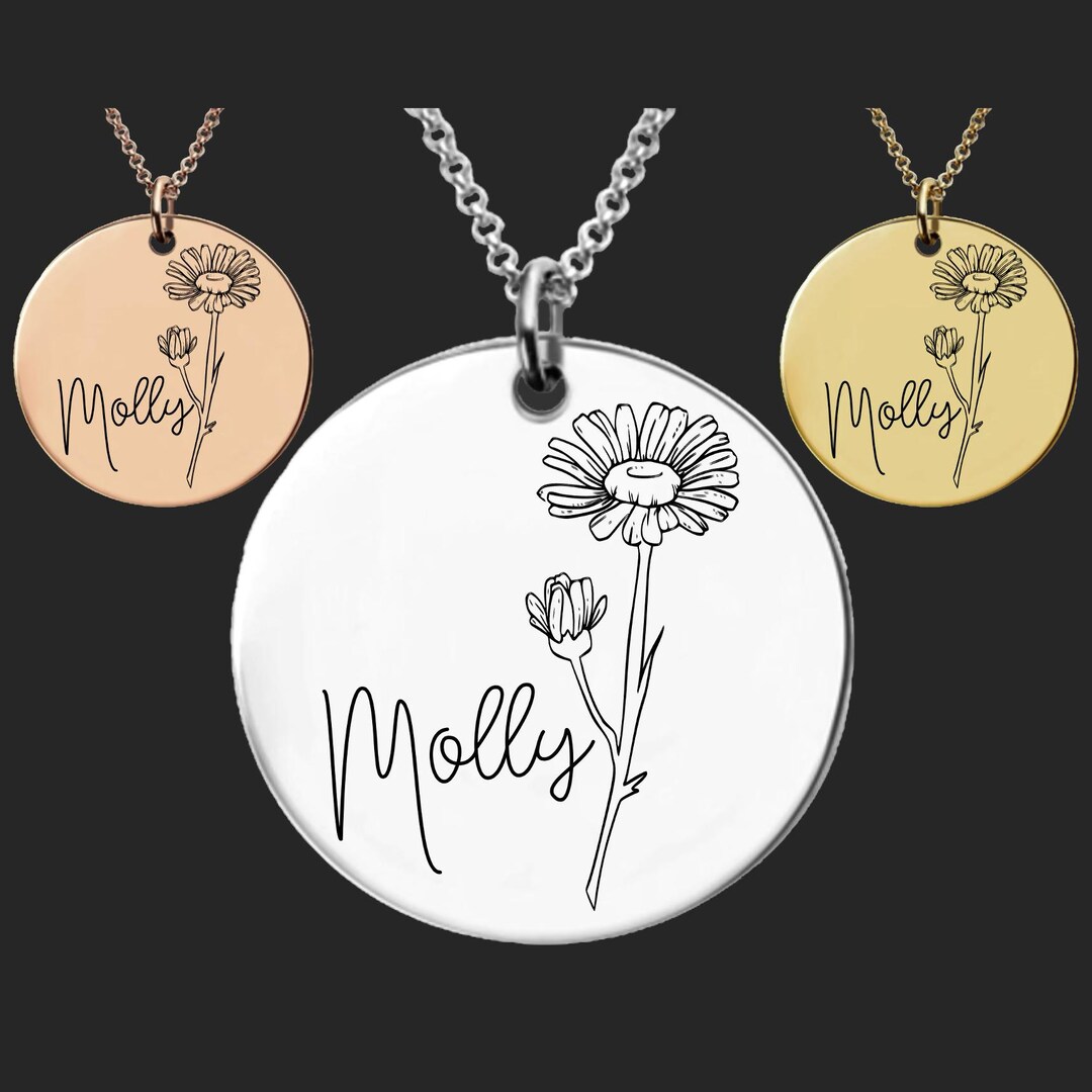Daisy Birth Flower Necklace | April Birth Flower Necklace | April ...