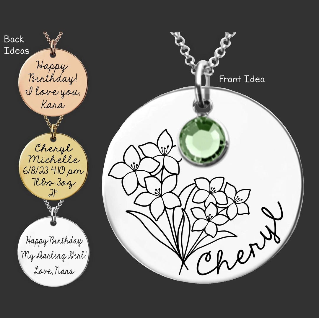 August Birth Flower Necklace | Gladiolus Birth Flower Necklace | August ...