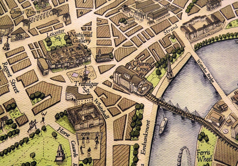 Grand Map of London - Large Wall Map - Canvas Print - Etsy UK