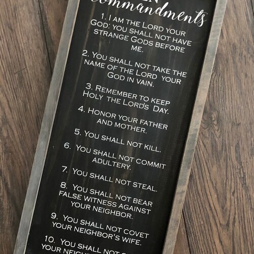 The Ten Commandments Sign Religious Wall Decor Framed Wood - Etsy