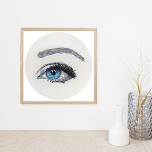 Blue Eye Print - Hand Embroidery - Print - Illustration - Wall Art - Etsy