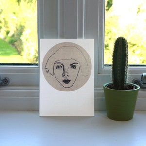 Pretty Ugly Portrait Postcard Postcard Print Hand Embroidery Print ...