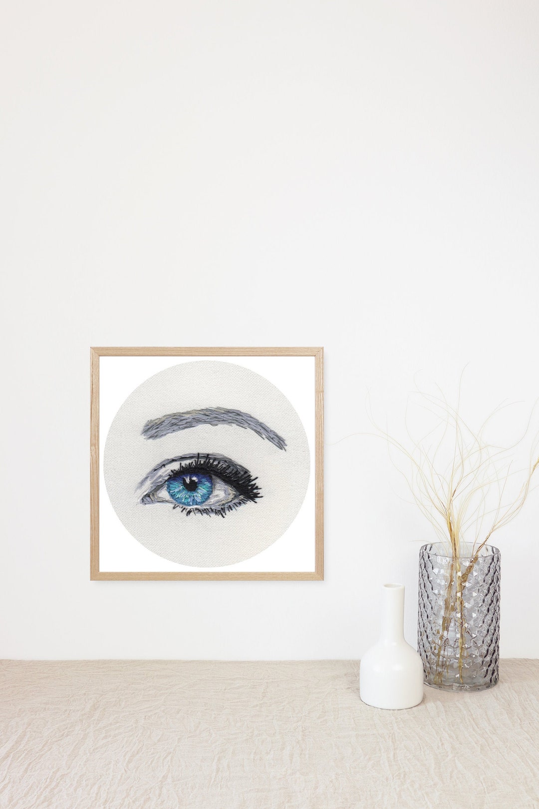 Blue Eye Print - Hand Embroidery - Print - Illustration - Wall Art - Etsy