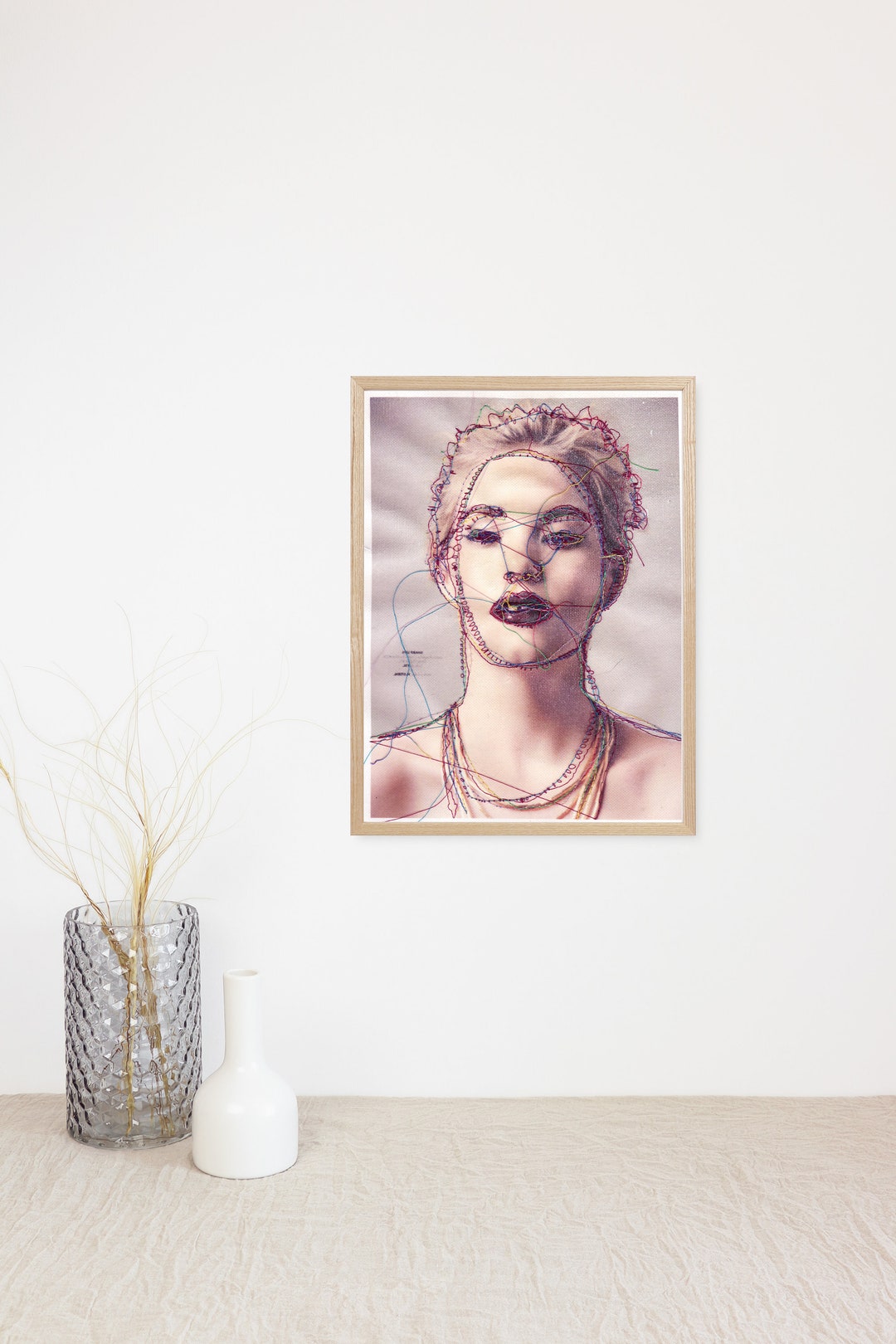 Stitched Portrait Print - Ashley Portrait - Machine Embroidery - Print ...
