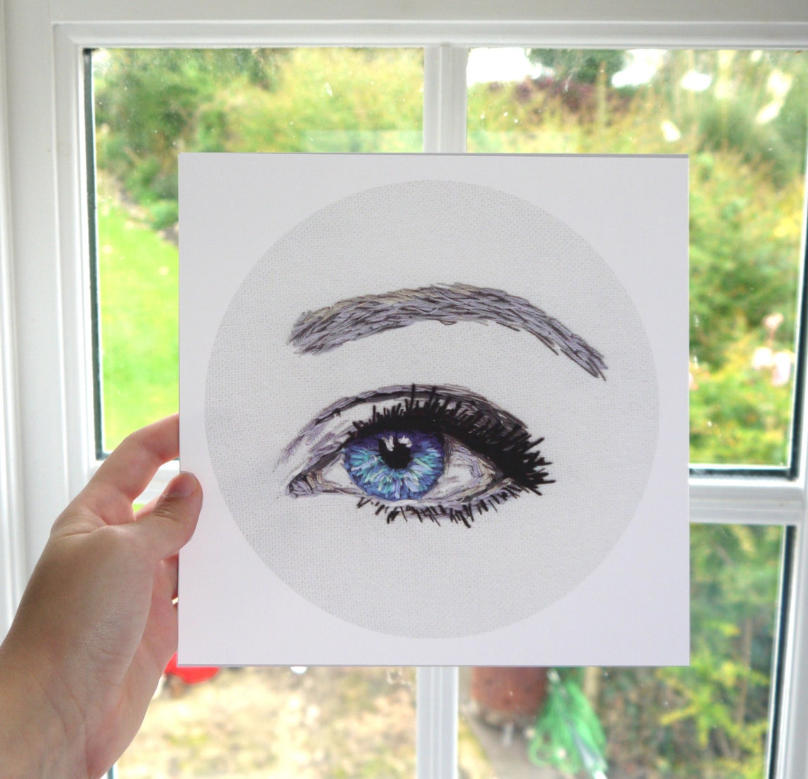 Blue Eye Print - Hand Embroidery - Print - Illustration - Wall Art - Etsy